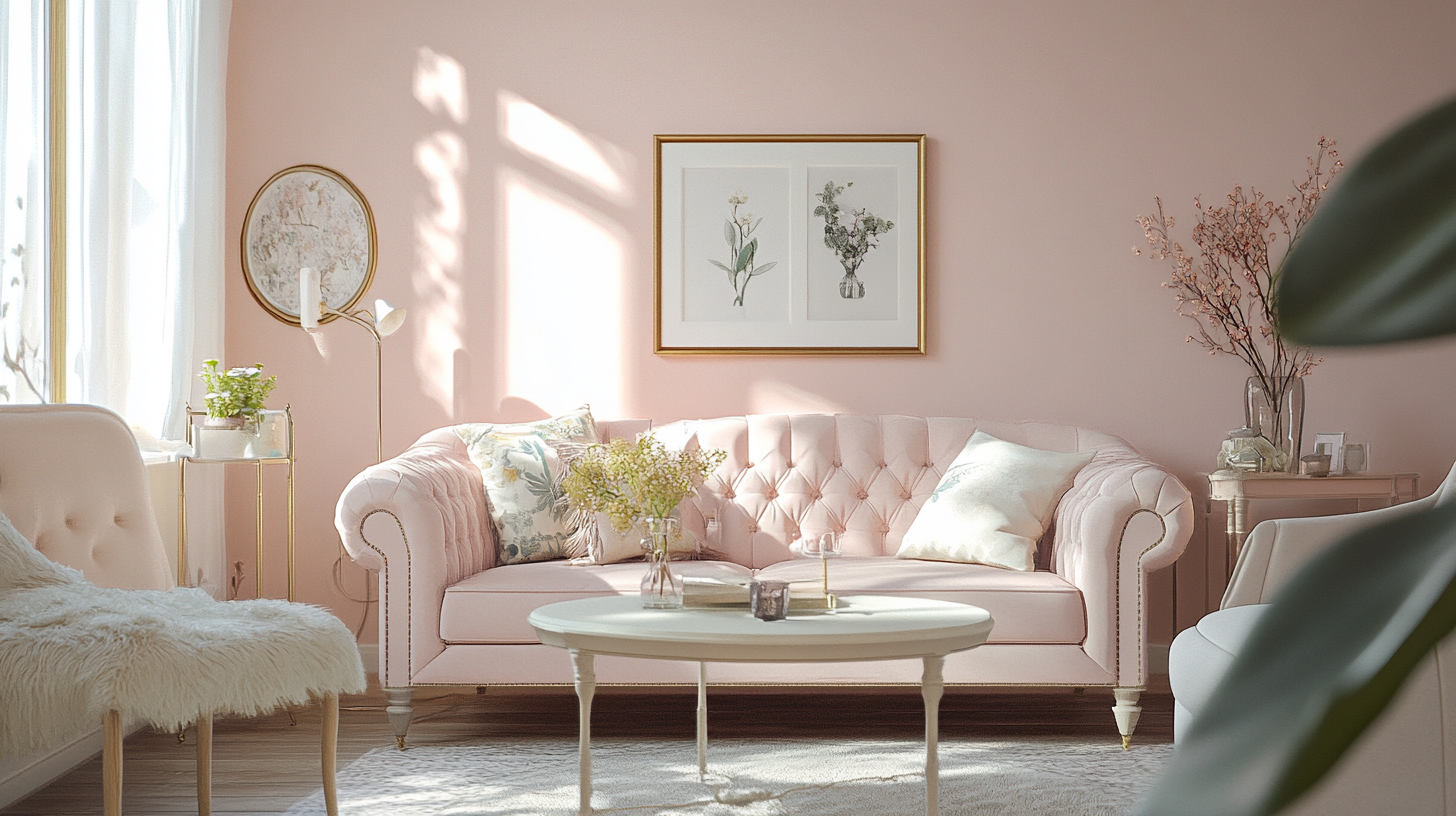Zartes Rosa im Wohnzimmer: Weibliche Eleganz